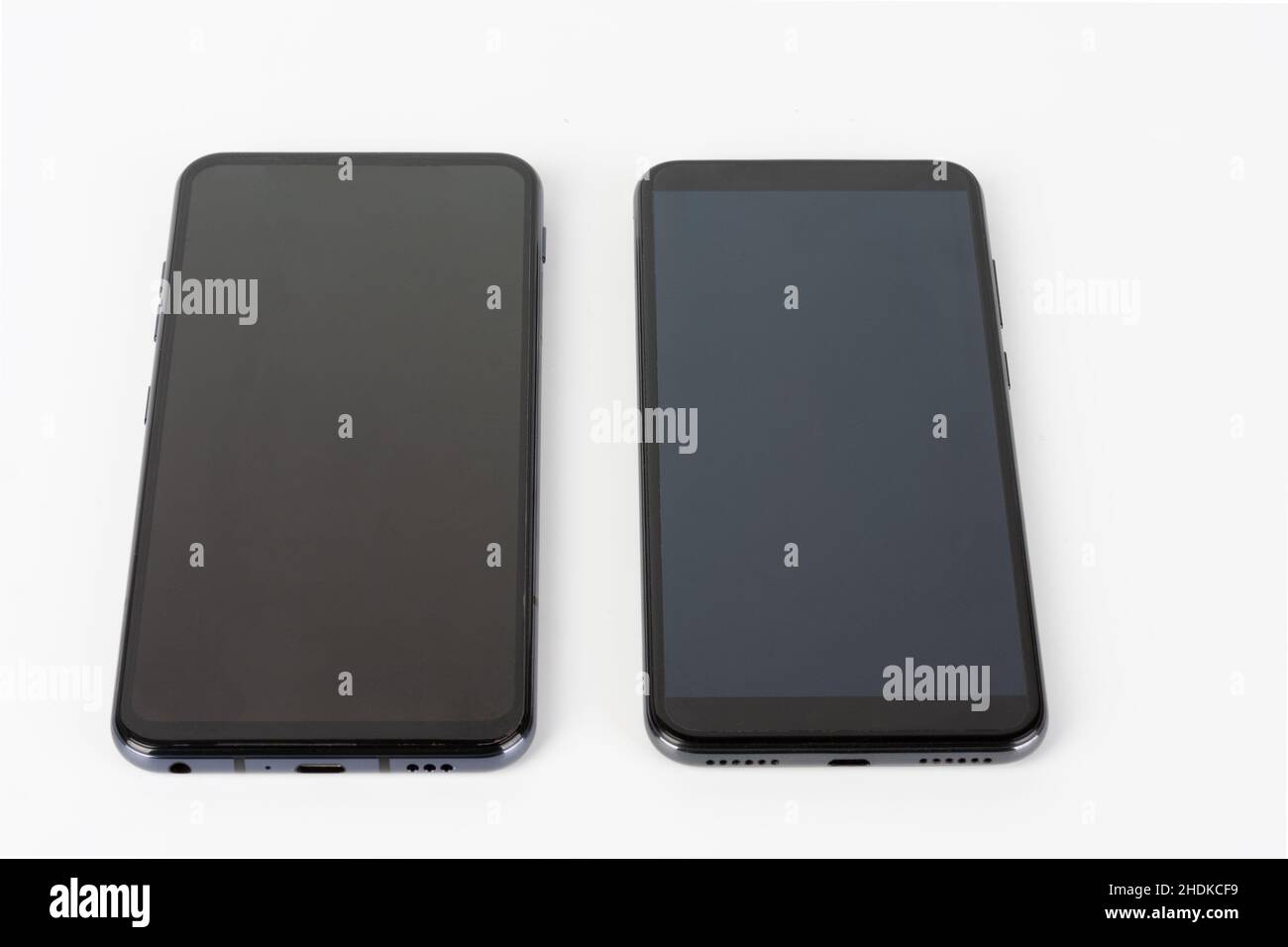 Two touch screen smart phones. Screen size 6,21 OLED and 5,7 IPS Stock ...