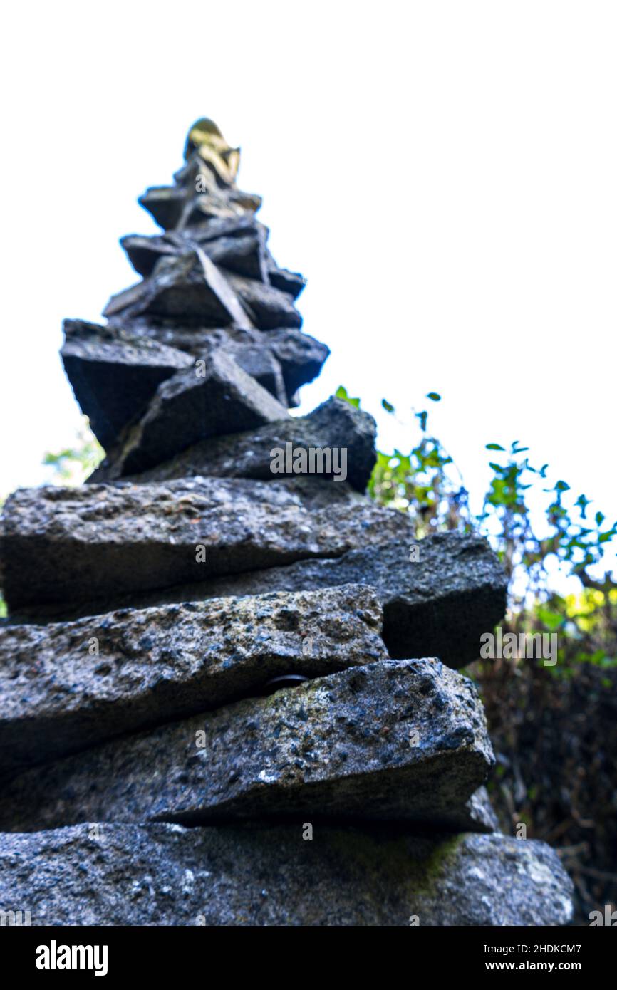 Stacked stones in a Japanese style Zen garden to being harmony and ...