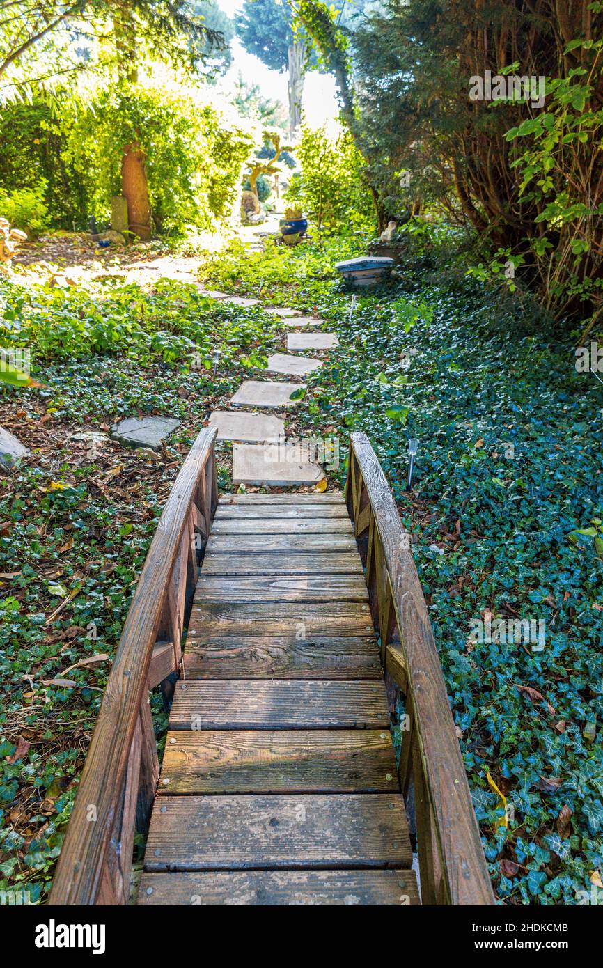 A beautiful walkway located in a Japanese Zen style garden. The walkway ...
