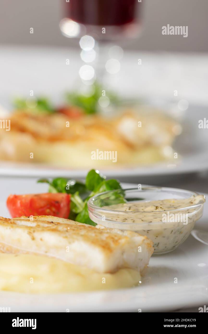 fish dish, halibut, fish dishs, halibuts Stock Photo - Alamy