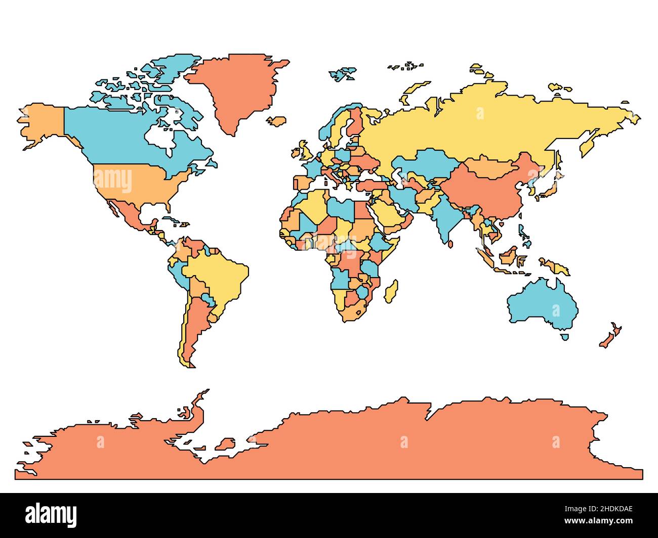 Simplified smooth border World map Stock Vector Image & Art - Alamy
