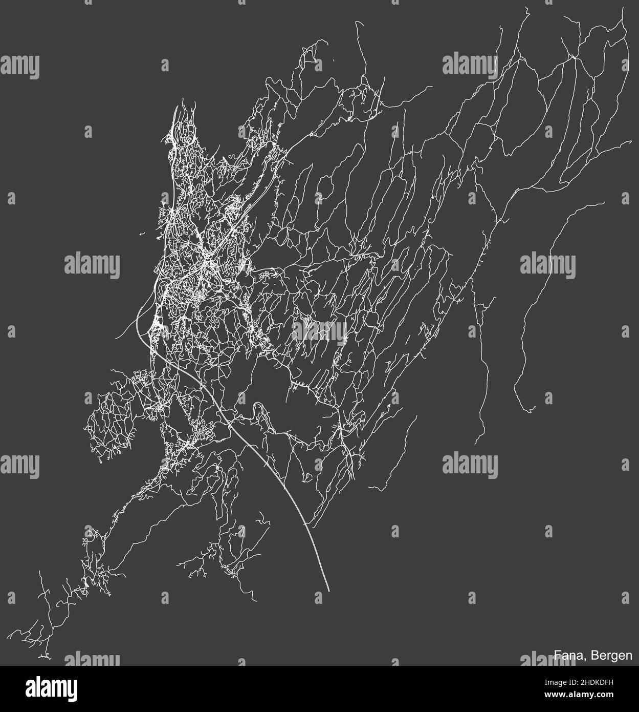 Detailed negative navigation white lines urban street roads map of the ...