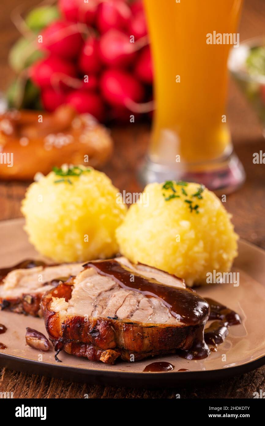 pork, roll roast, lunch, porks, roll roasts, lunch time Stock Photo - Alamy