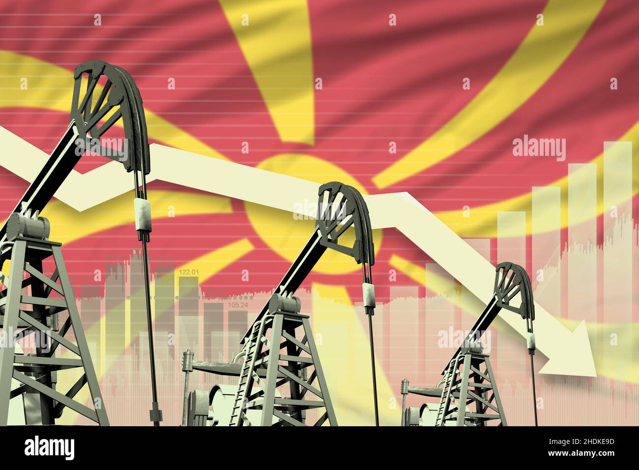 Macedonia oil industry concept, industrial illustration - lowering down ...
