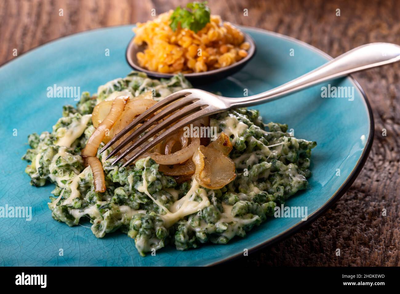 spinach cheese spaetzle Stock Photo - Alamy