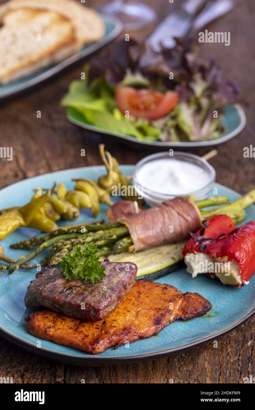 grilled meat, barbeque plate, grilled vegetables, grilled meats ...