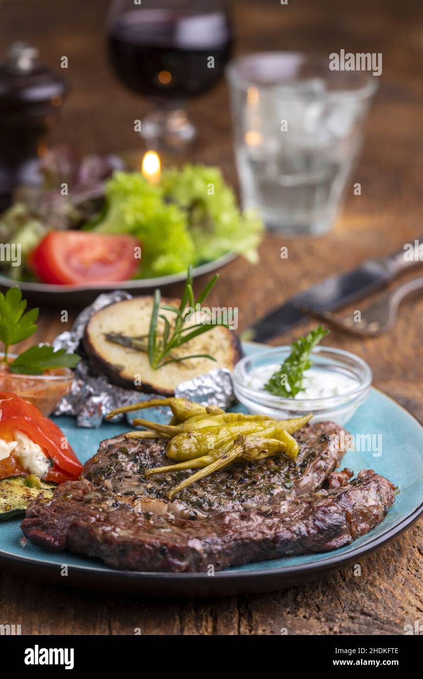 grilled meat, pepper steak, barbeque plate, grilled meats, pepper ...