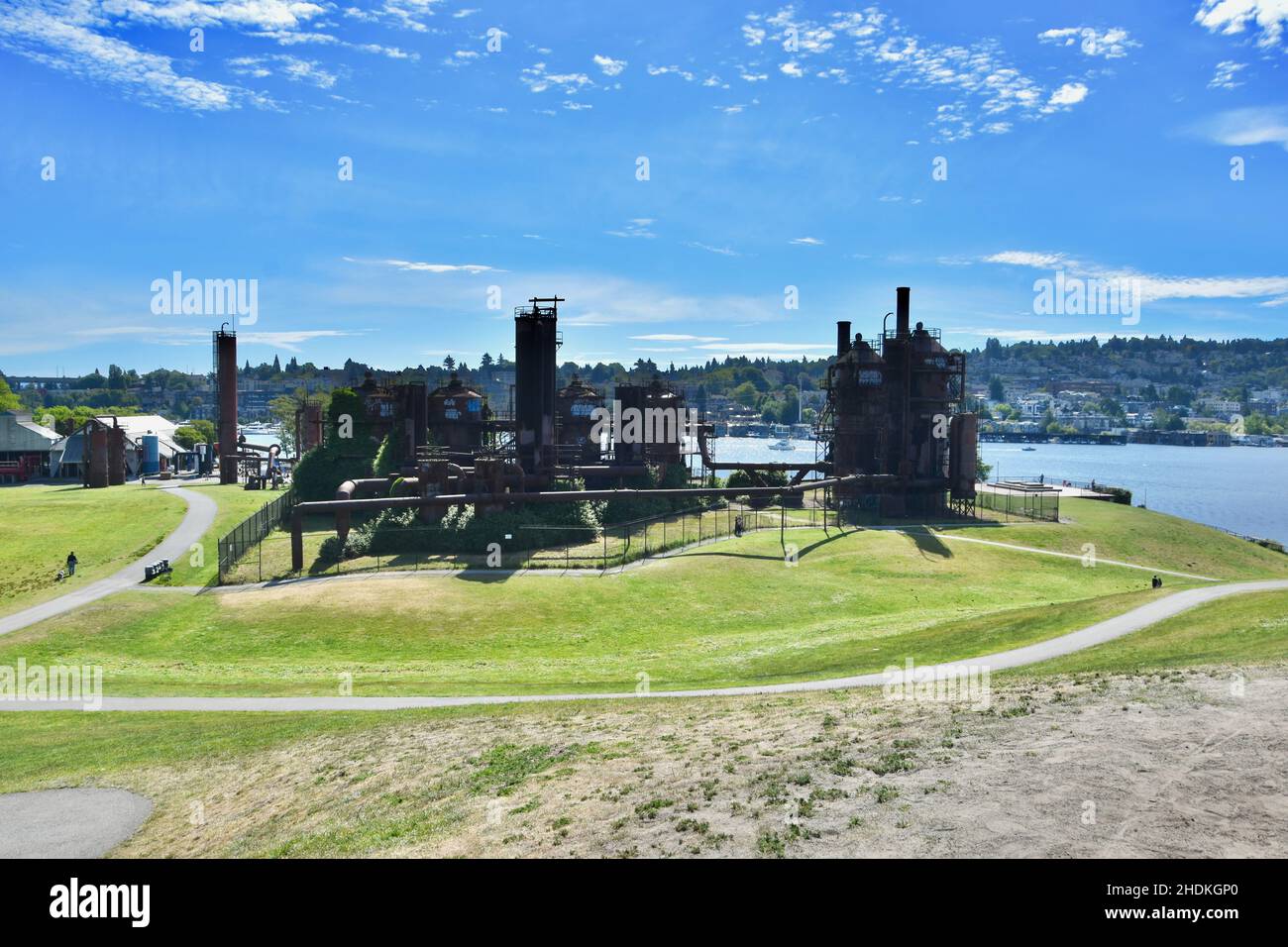 The old gas plant at Gas Works Park, Fremont, Seattle, Washington Stock ...