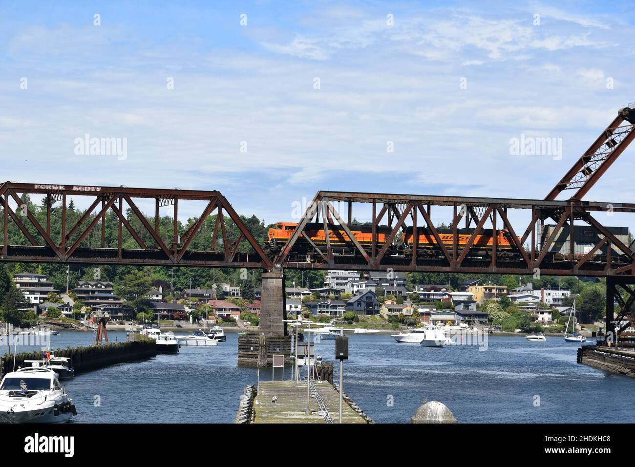 The very active Ballard Locks between Lake Union and Puget Sound in ...