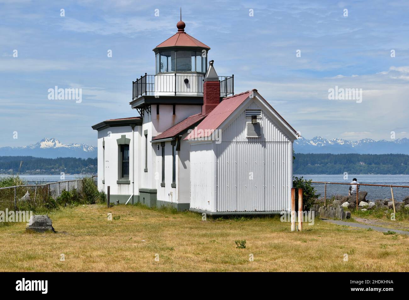 West Point Lighthouse in Discovery Park, Magnolia, Seattle Stock Photo ...