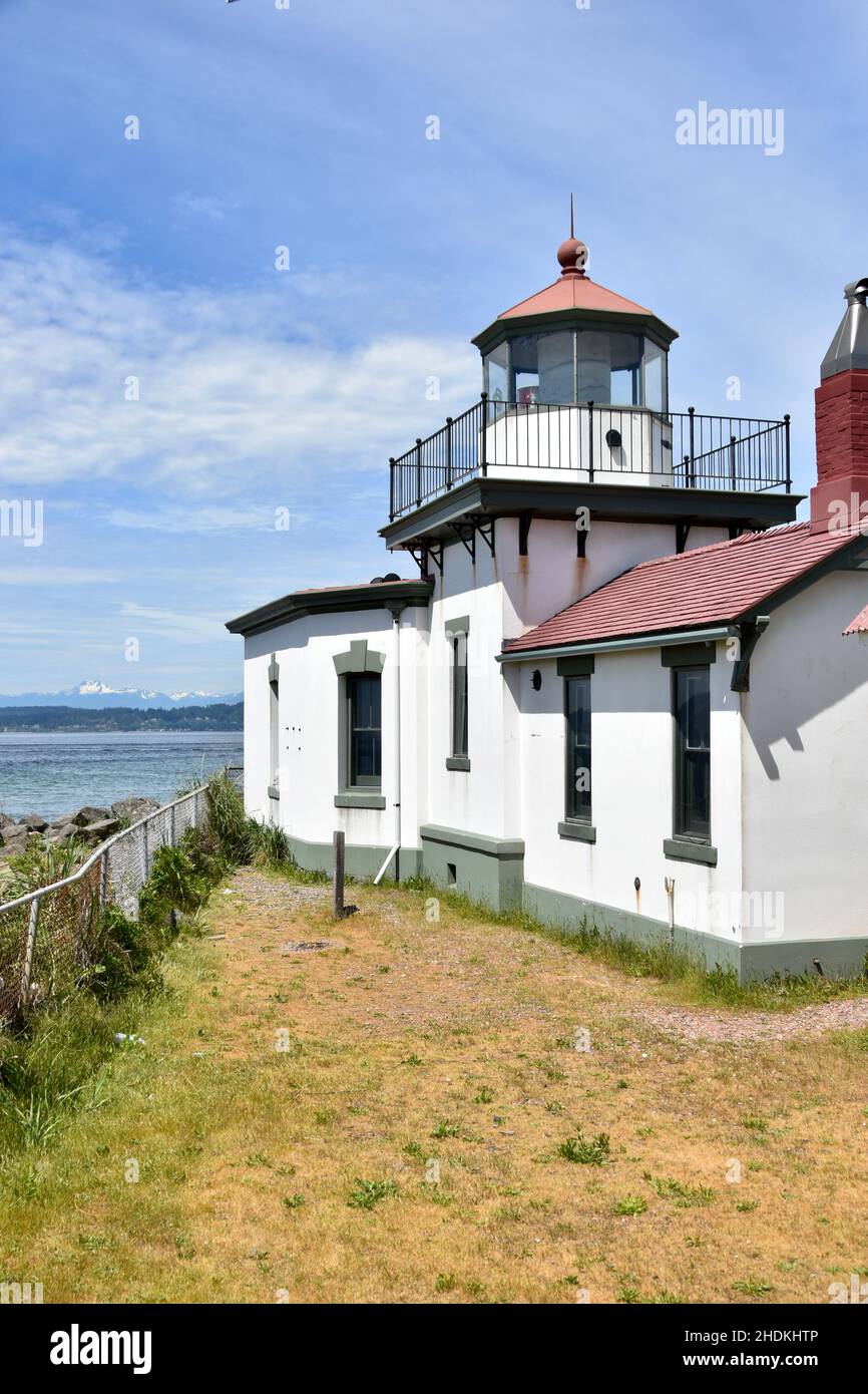 West Point Lighthouse in Discovery Park, Magnolia, Seattle Stock Photo ...