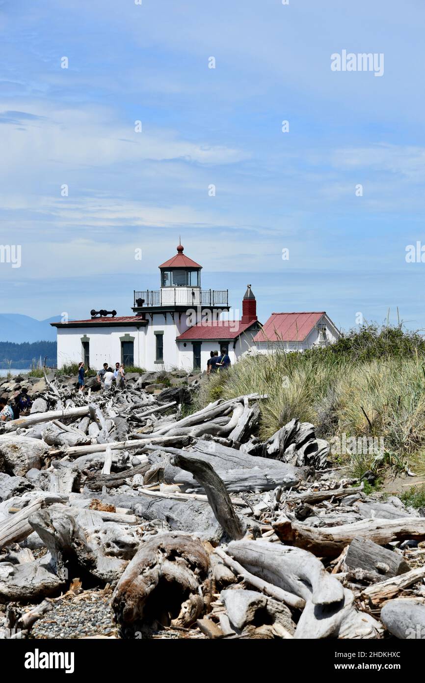 West Point Lighthouse in Discovery Park, Magnolia, Seattle Stock Photo ...