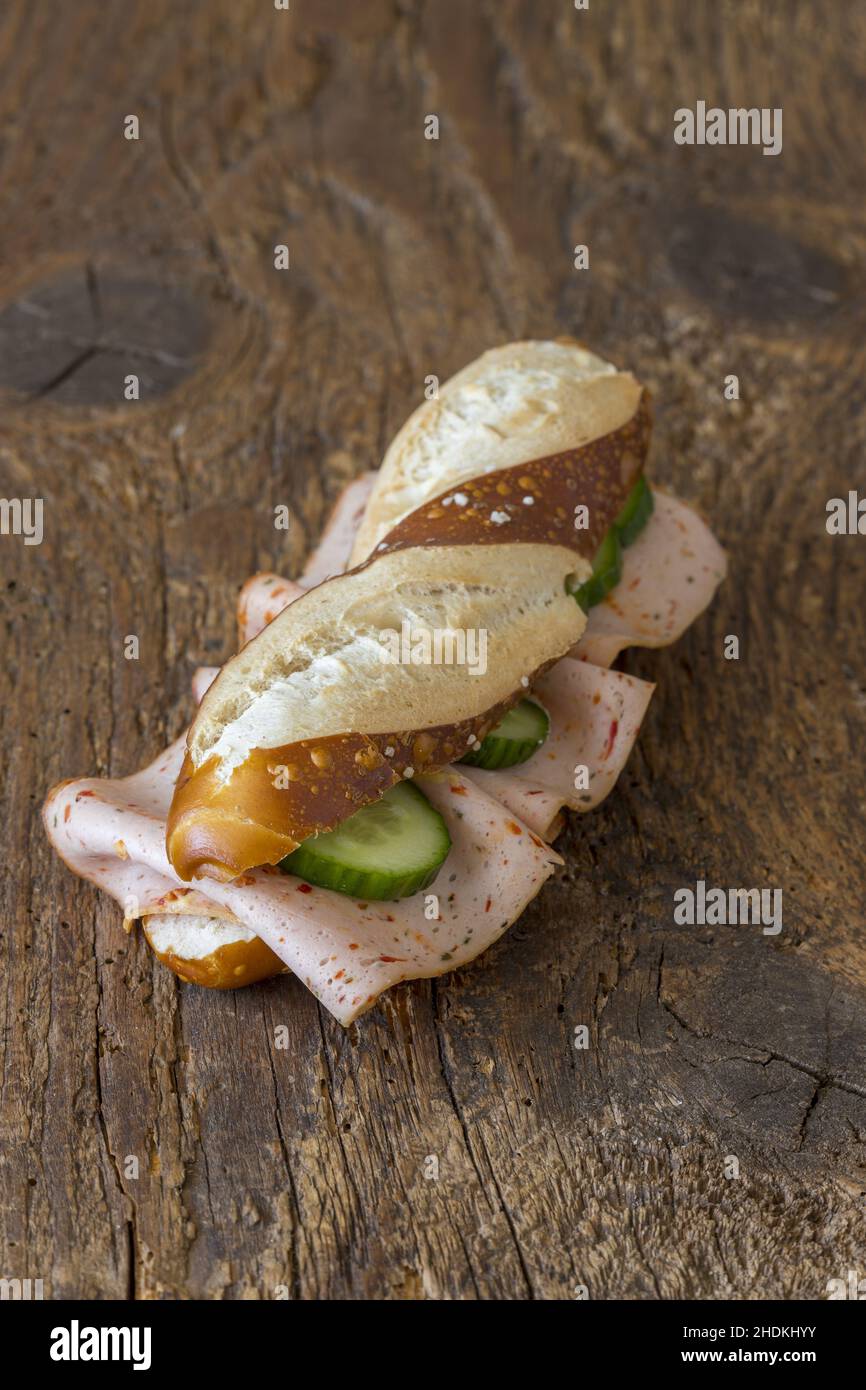 meat loaf, pretzel roll, leberkase, meat loafs, pretzels Stock Photo ...