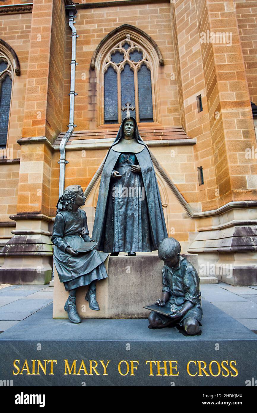 sydney, bronze statue, saint mary’s cathedral, sydneys, statues Stock ...