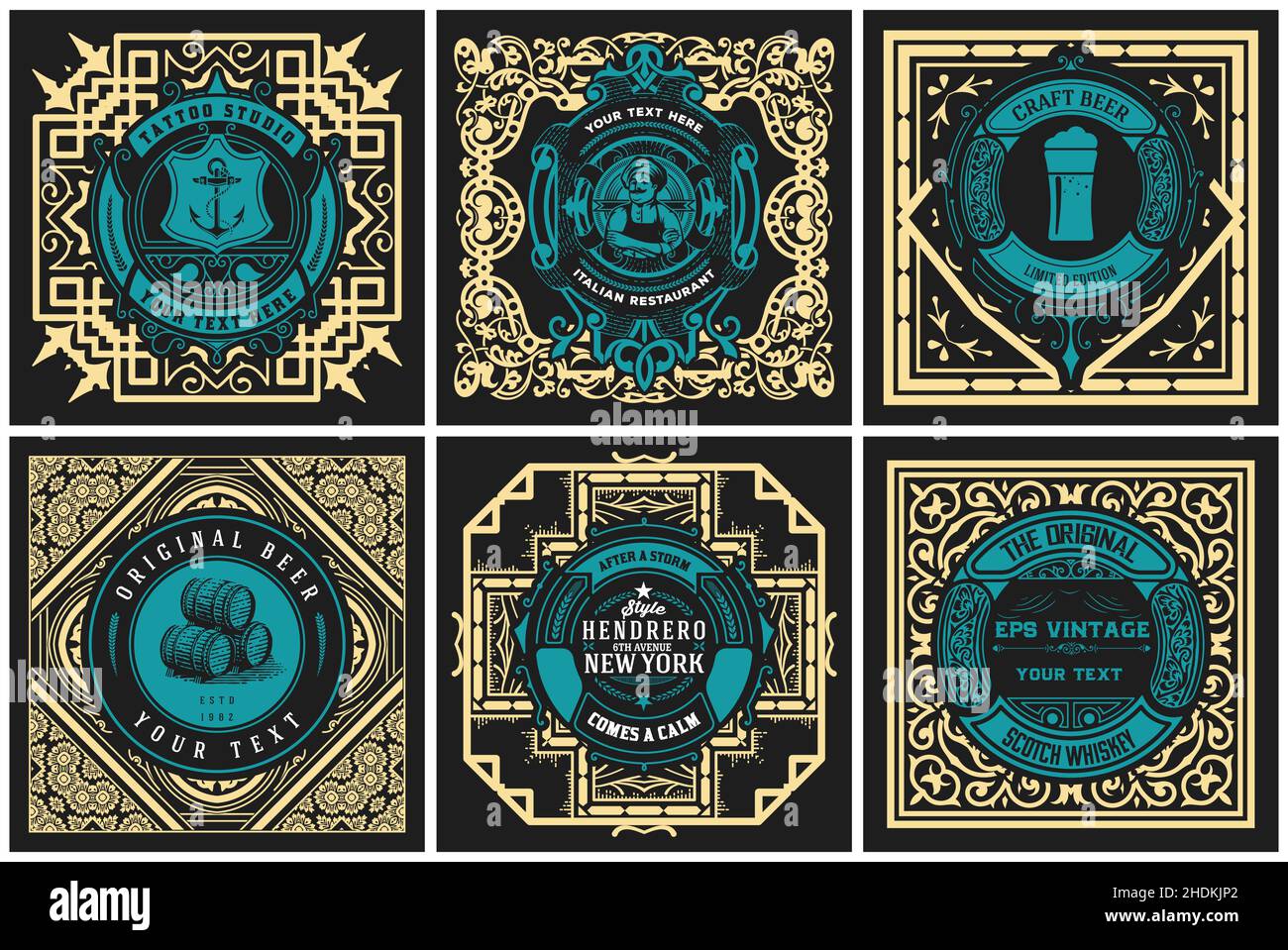 Set of 6 labels. Western style Stock Vector Image & Art - Alamy