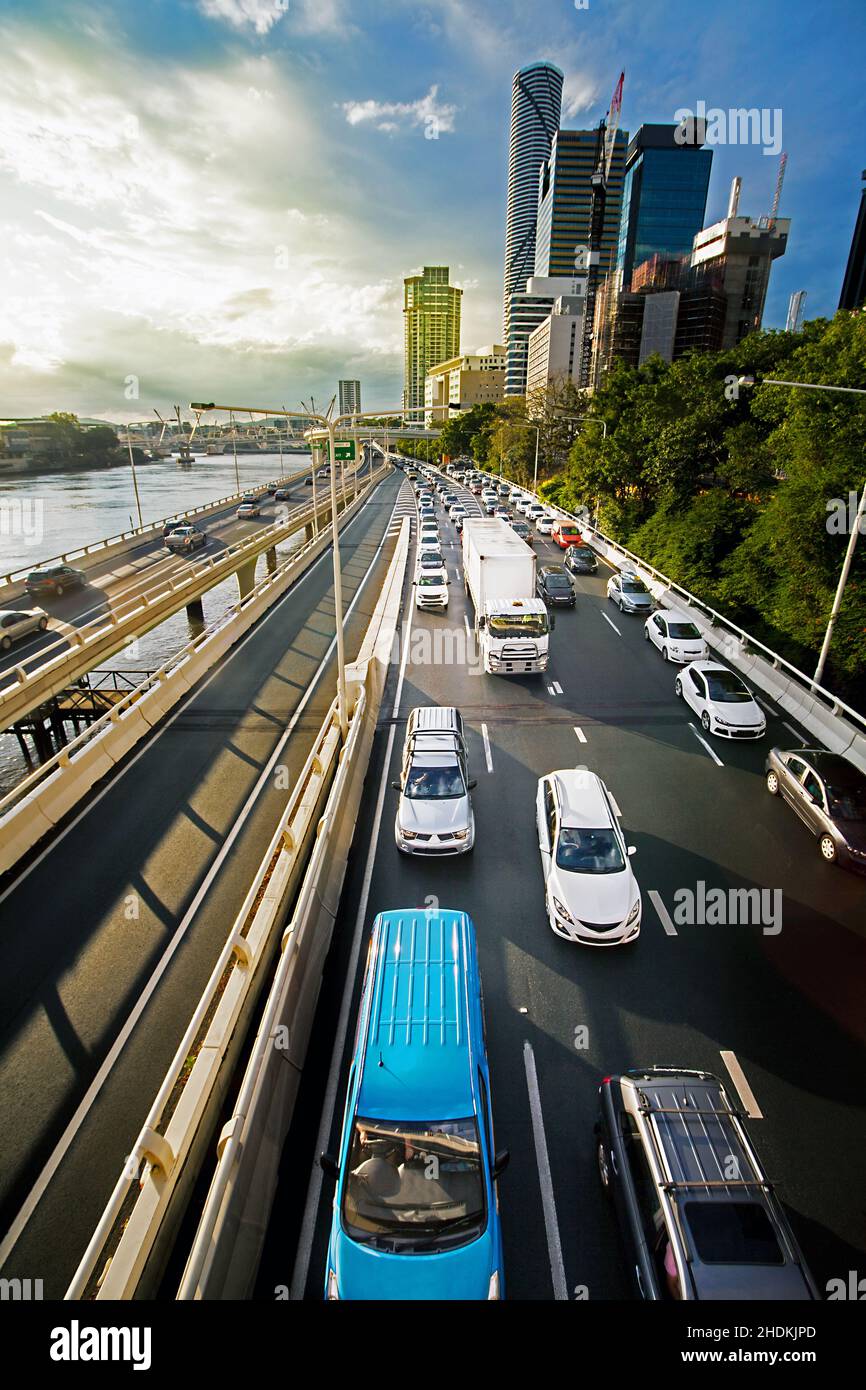 rush hour, city highway, brisbane, rush hours, city highways, multiple ...