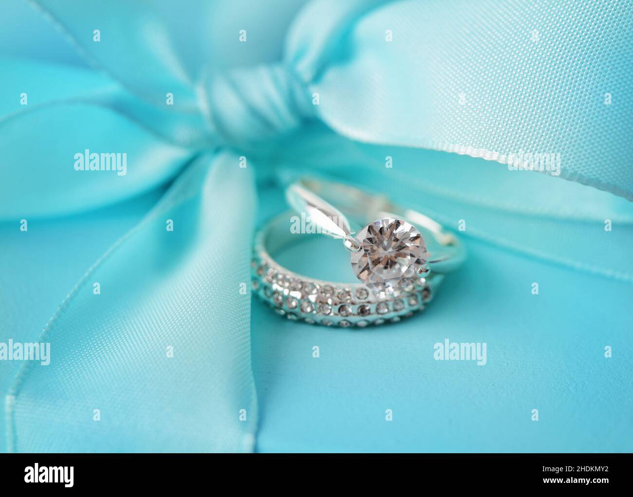 Wedding Rings Aqua Blue Background
