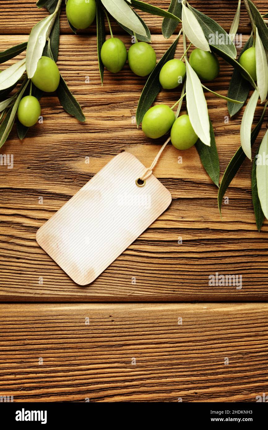 olives, label, green olives, olive, labels, green olive Stock Photo - Alamy