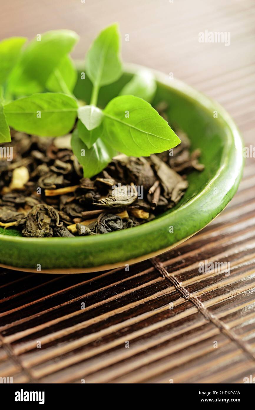green tea, dried food, green teas, dried foods Stock Photo - Alamy