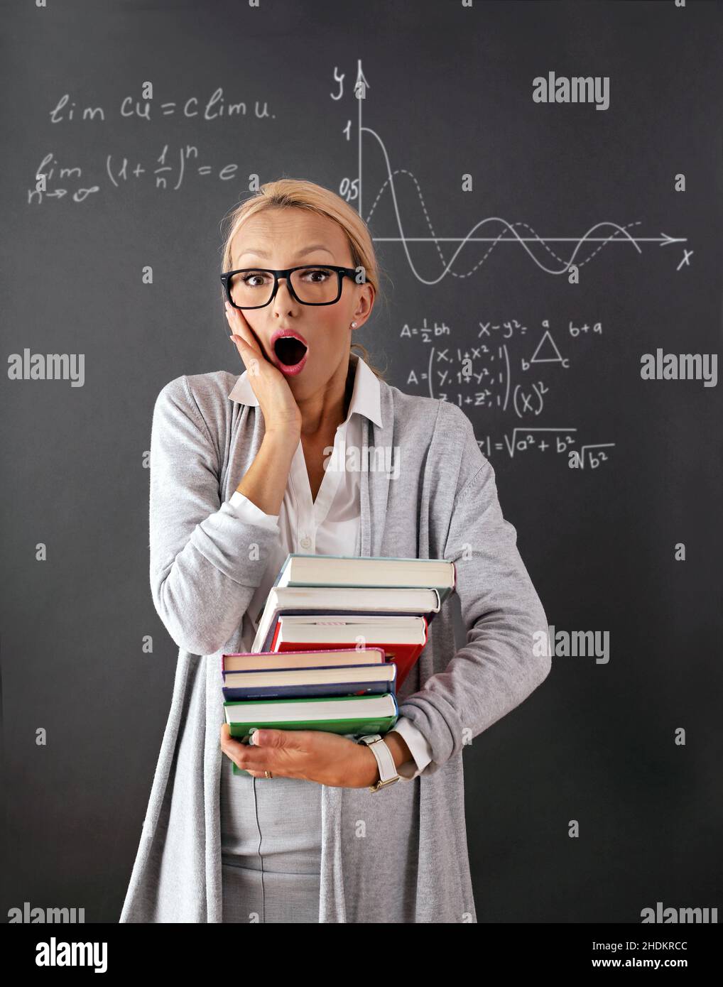 student, stacking books, frightened, students, frighteneds Stock Photo ...