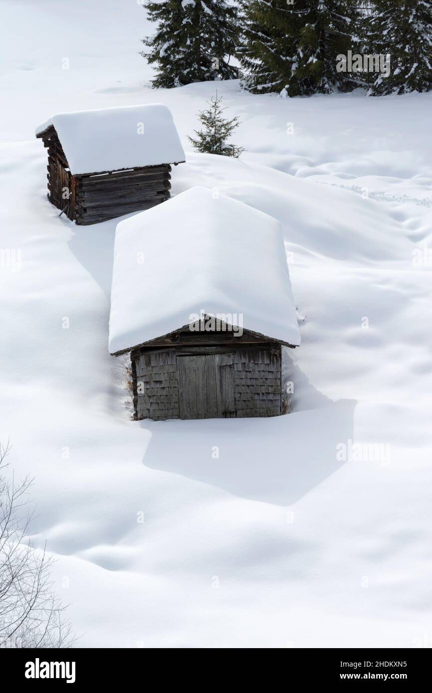winter, wooden cabin, hut, silbertal, winters, cabins, huts, silbertals ...
