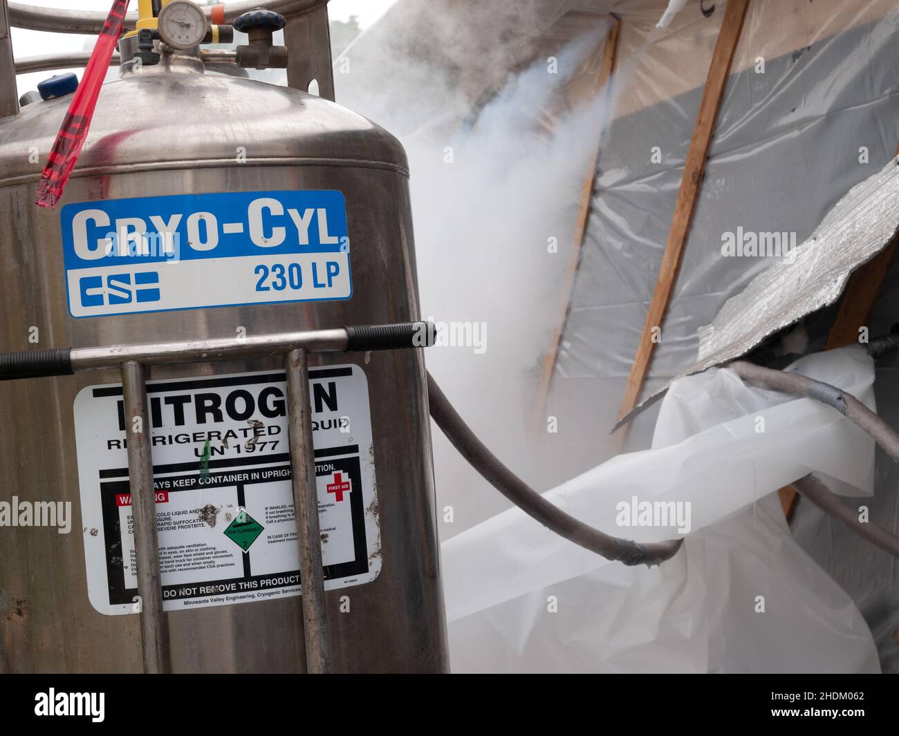 Liquid Nitrogen Tanks LNO2 with off-gassing. Liquid nitrogen—LN2 Stock ...