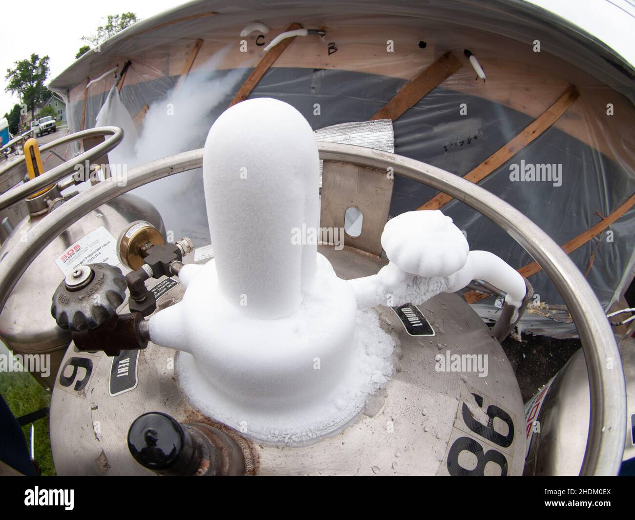 Liquid Nitrogen Tanks LNO2 with off-gassing. Liquid nitrogen—LN2 Stock ...