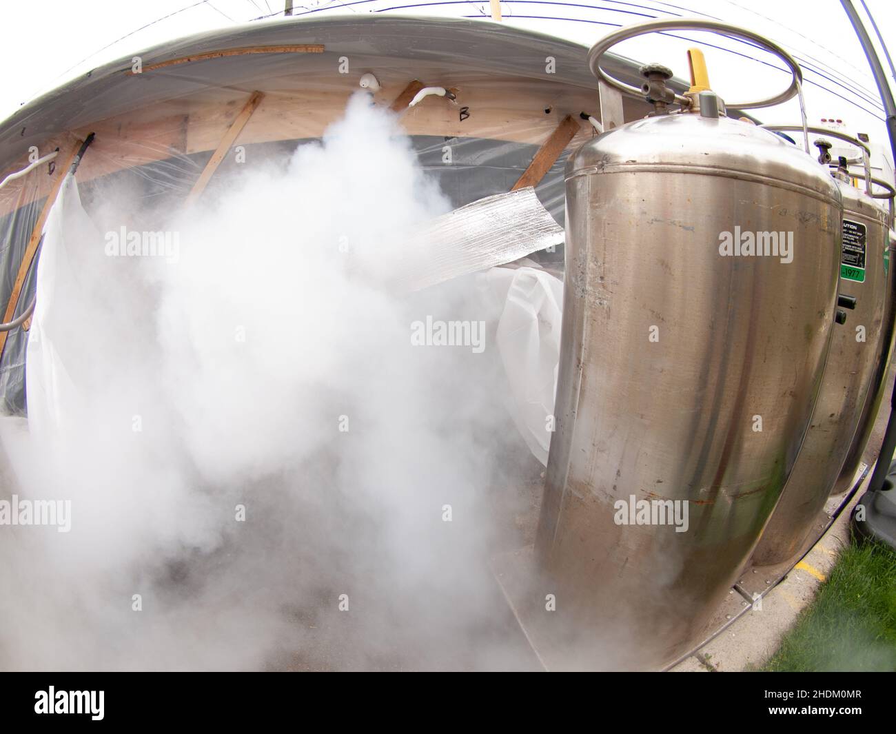 Liquid Nitrogen Tanks LNO2 with off-gassing. Liquid nitrogen—LN2 Stock ...