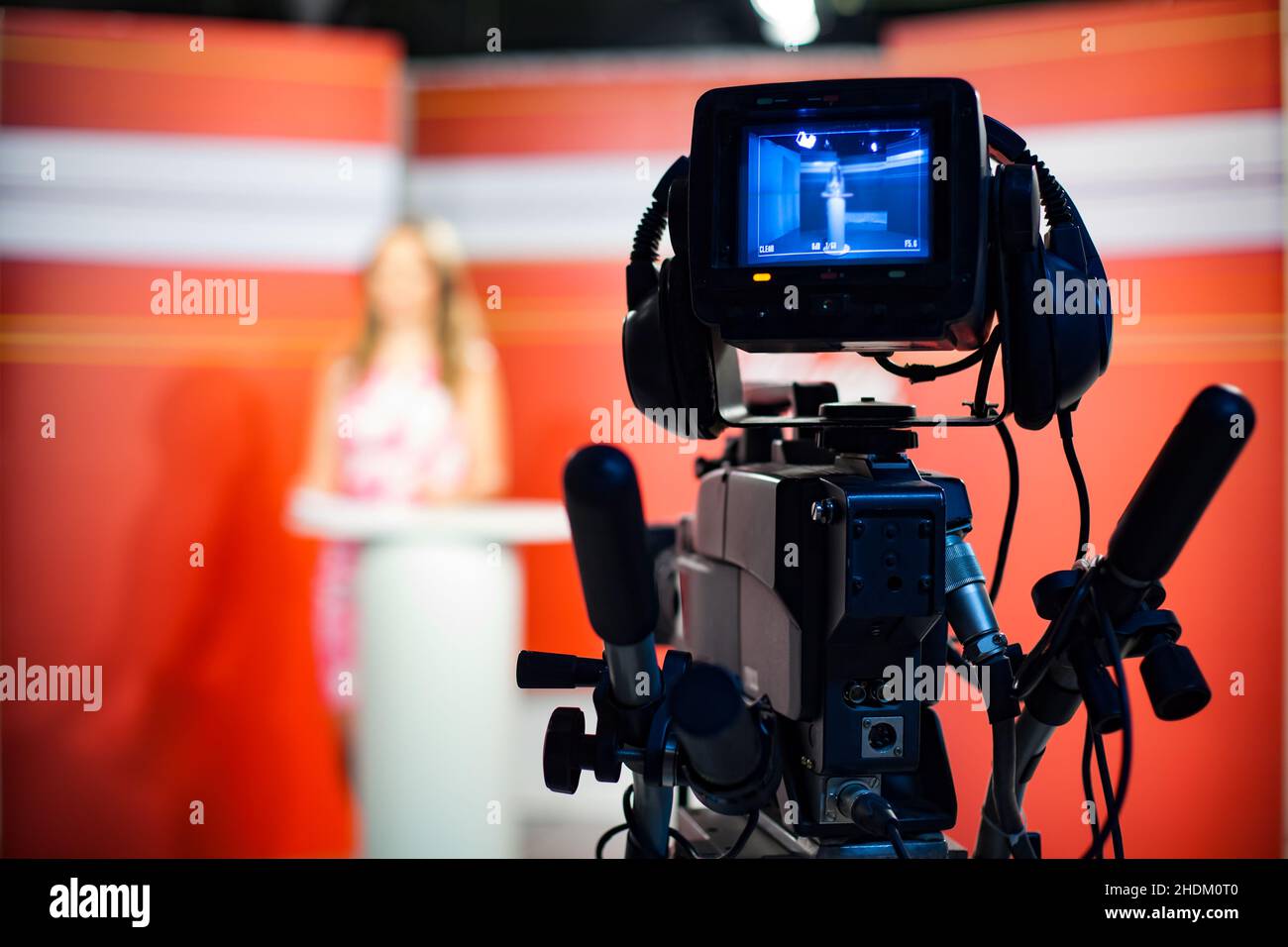 Video camera - recording show in TV studio - focus on camera Stock ...
