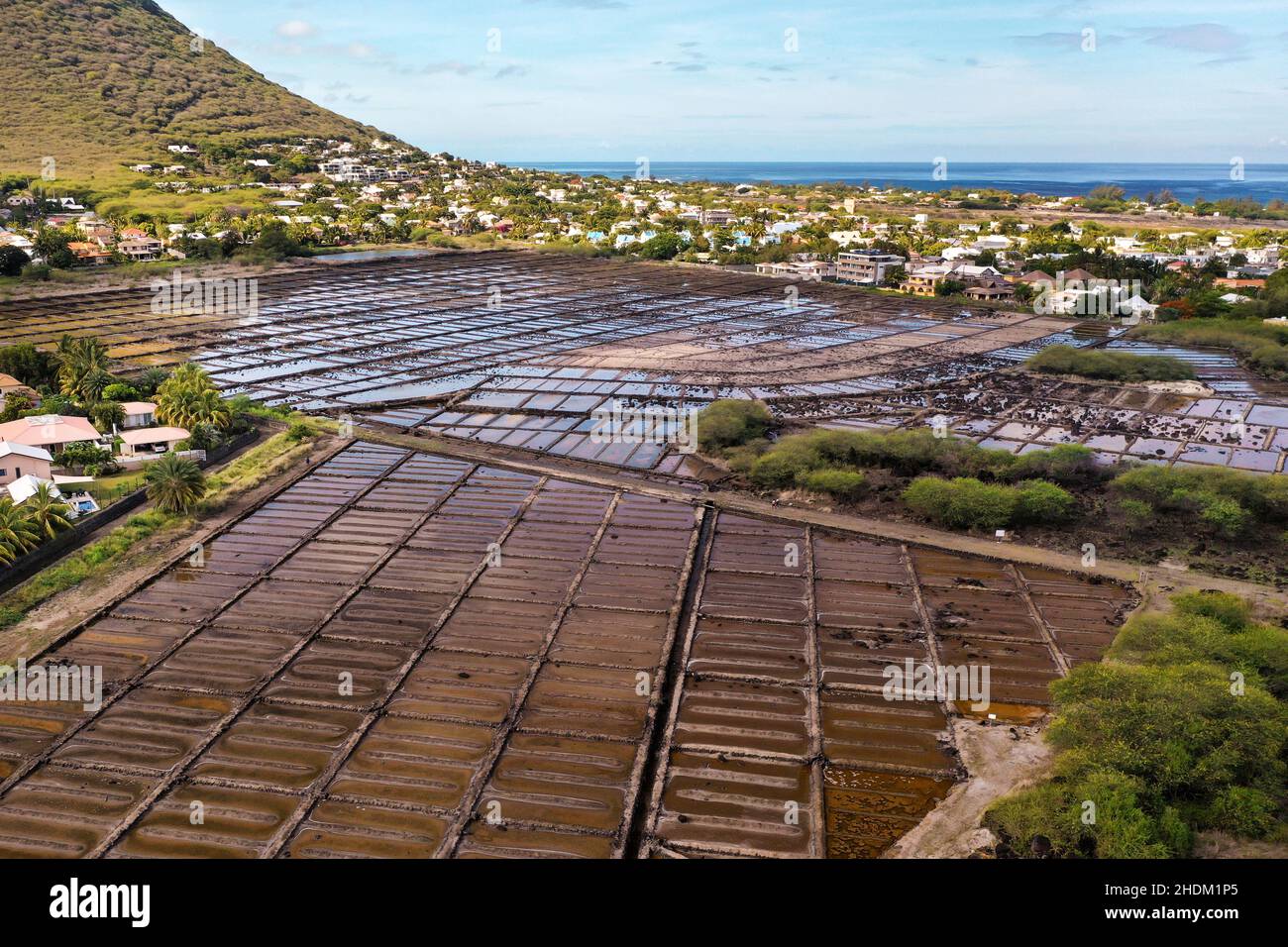 Salt production on the island of Mauritius in the Indian Ocean Stock ...