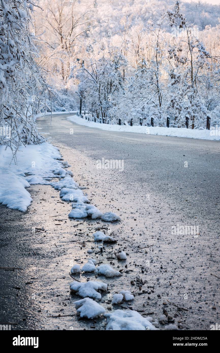 frozen, road, icy roads, frozens, roads, street, streets Stock Photo ...