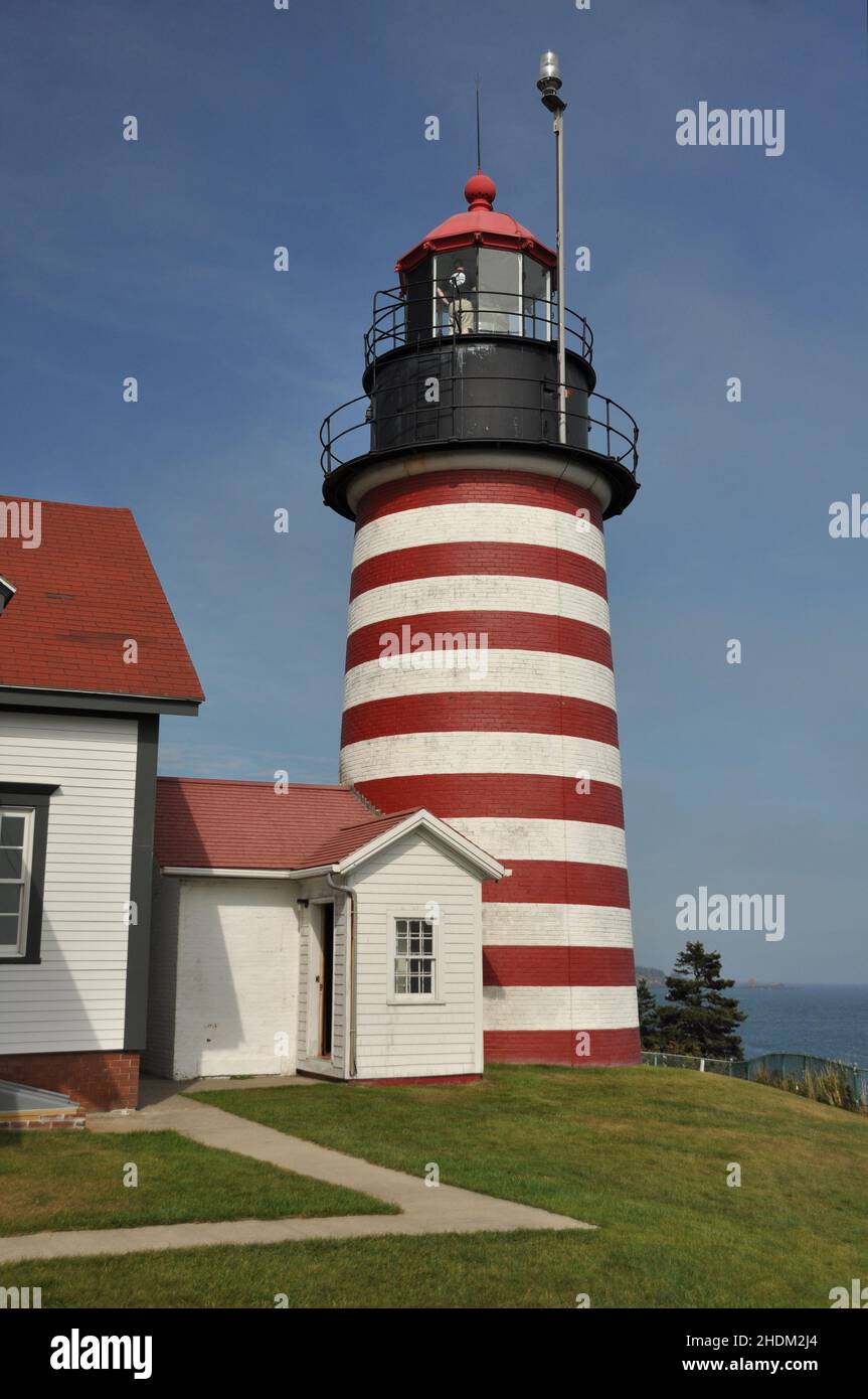 lighthouse, West Quoddy Head, lighthouses Stock Photo - Alamy
