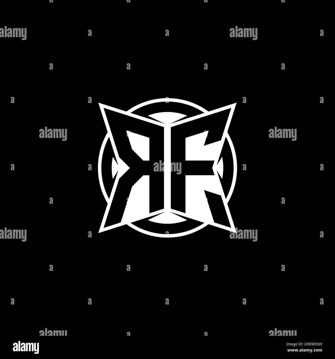 RF Monogram logo letter with simple modern shape style design. Circle ...