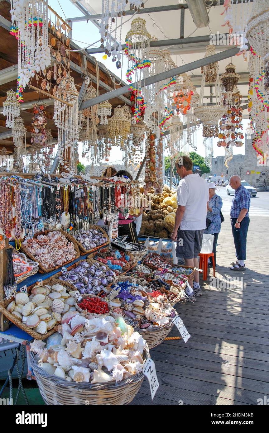 Souvenir stall, Old Town, City of Rhodes, Rhodes, Dodecanese, Greece ...