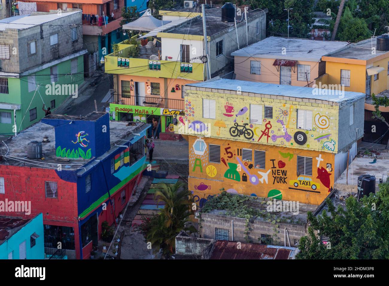 SANTO DOMINGO, DOMINICAN REPUBLIC - NOVEMBER 8, 2018: Colorfuly painted ...