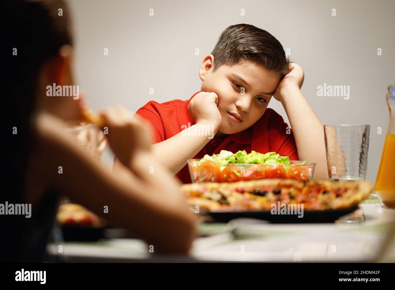 Overweight child eating healthy hi-res stock photography and images - Alamy
