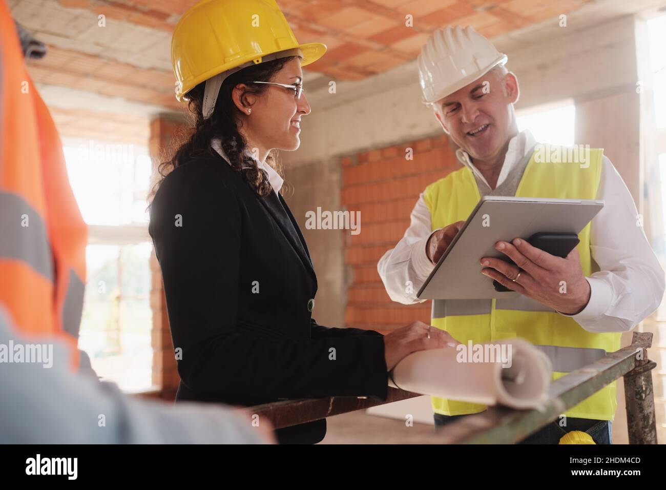 construction site, meeting, construction manager, architect ...