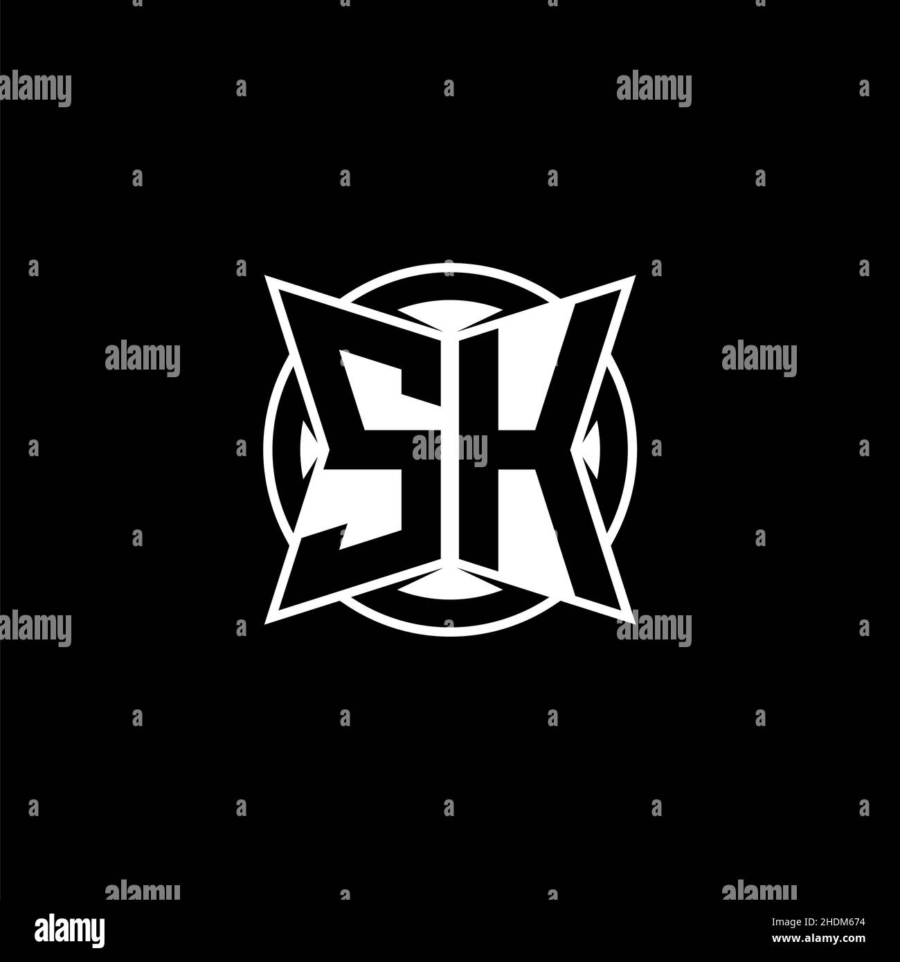 SH Monogram logo letter with simple modern shape style design. Circle ...