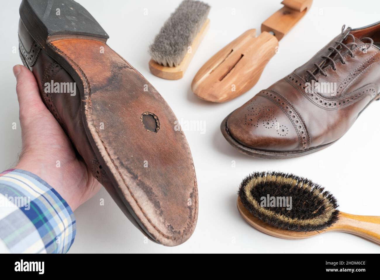 Leather sole hole hi-res stock photography and images - Alamy