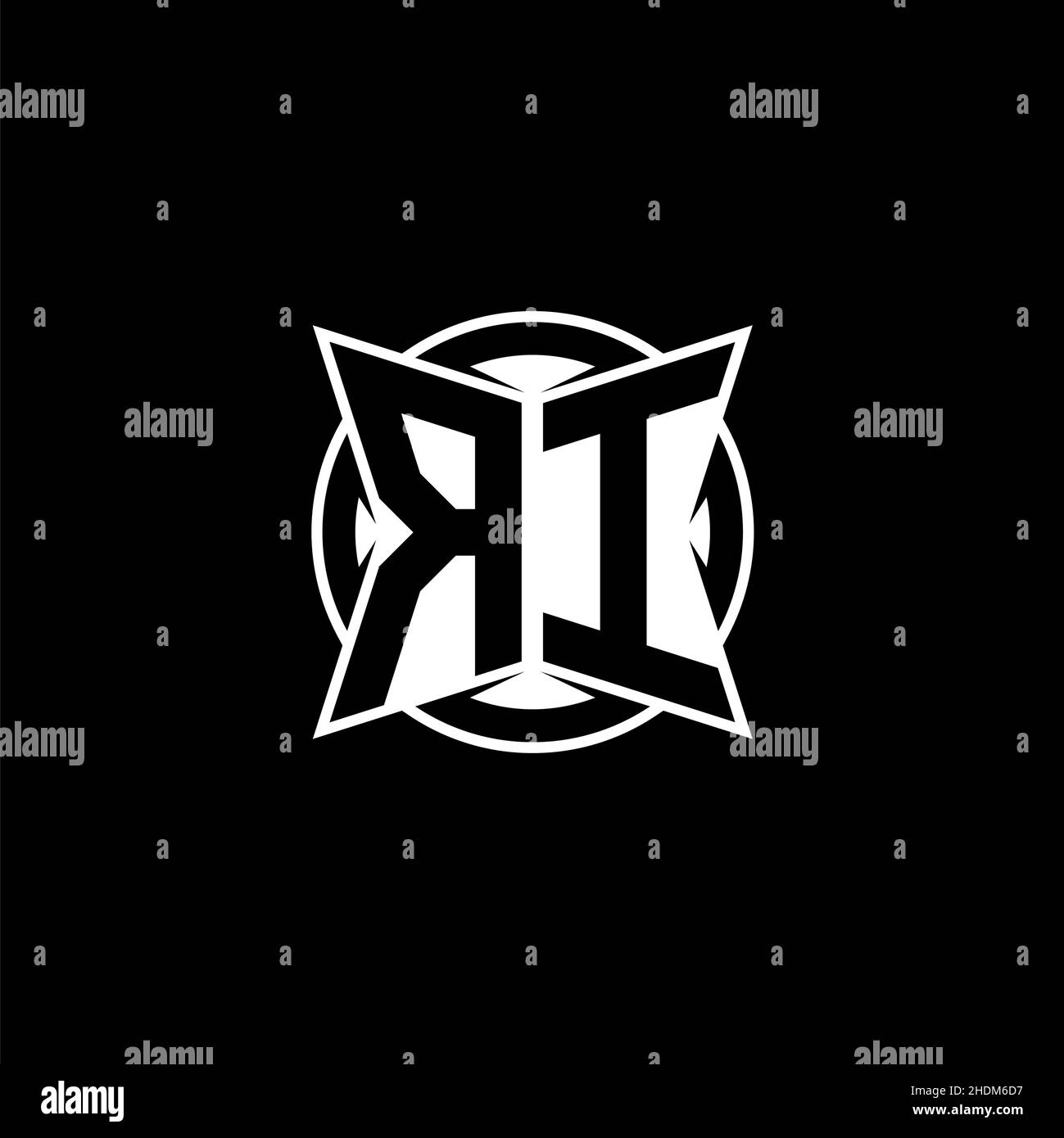 RI Monogram logo letter with simple modern shape style design. Circle ...