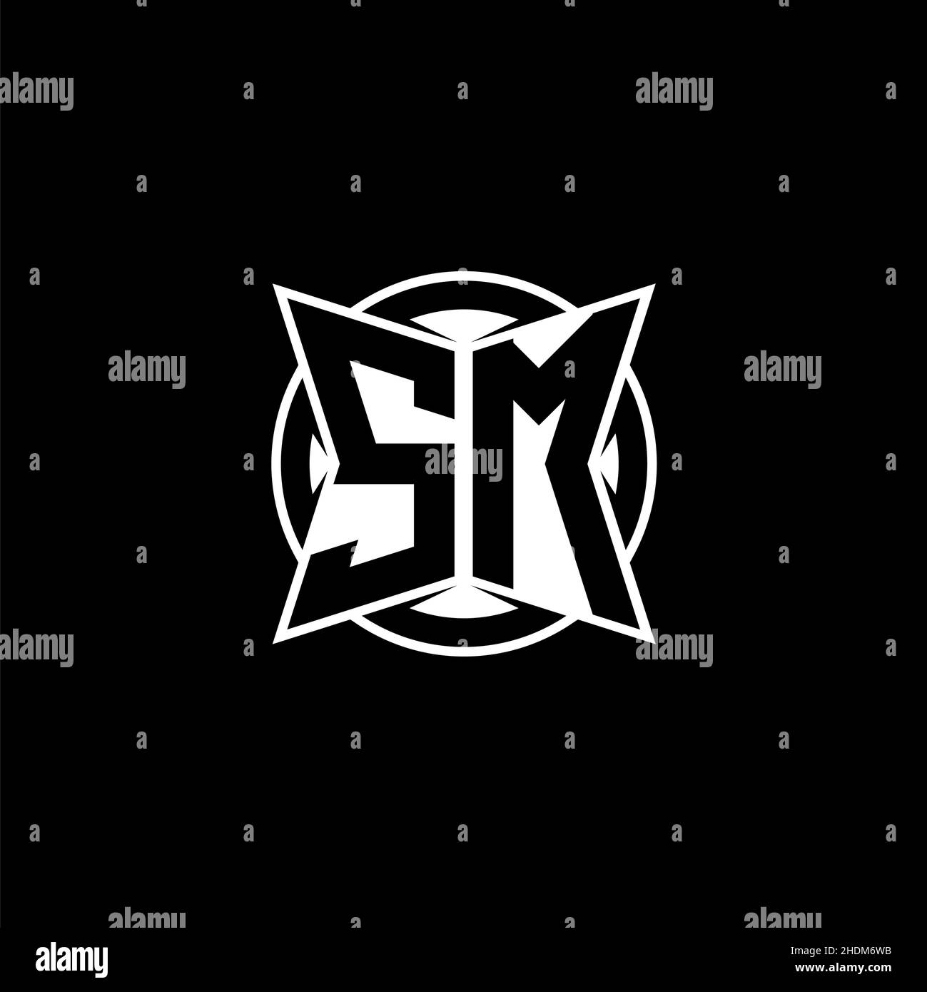 SM Monogram logo letter with simple modern shape style design. Circle ...