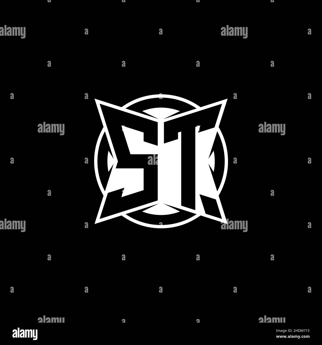 ST Monogram logo letter with simple modern shape style design. Circle ...