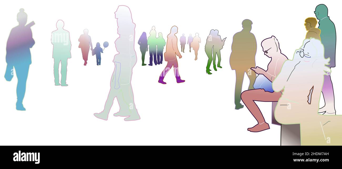 people, urban life, outline, peoples, urban lifes, outlines Stock Photo ...