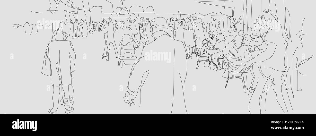 people, urban life, sketch, peoples, urban lifes, sketchs Stock Photo ...