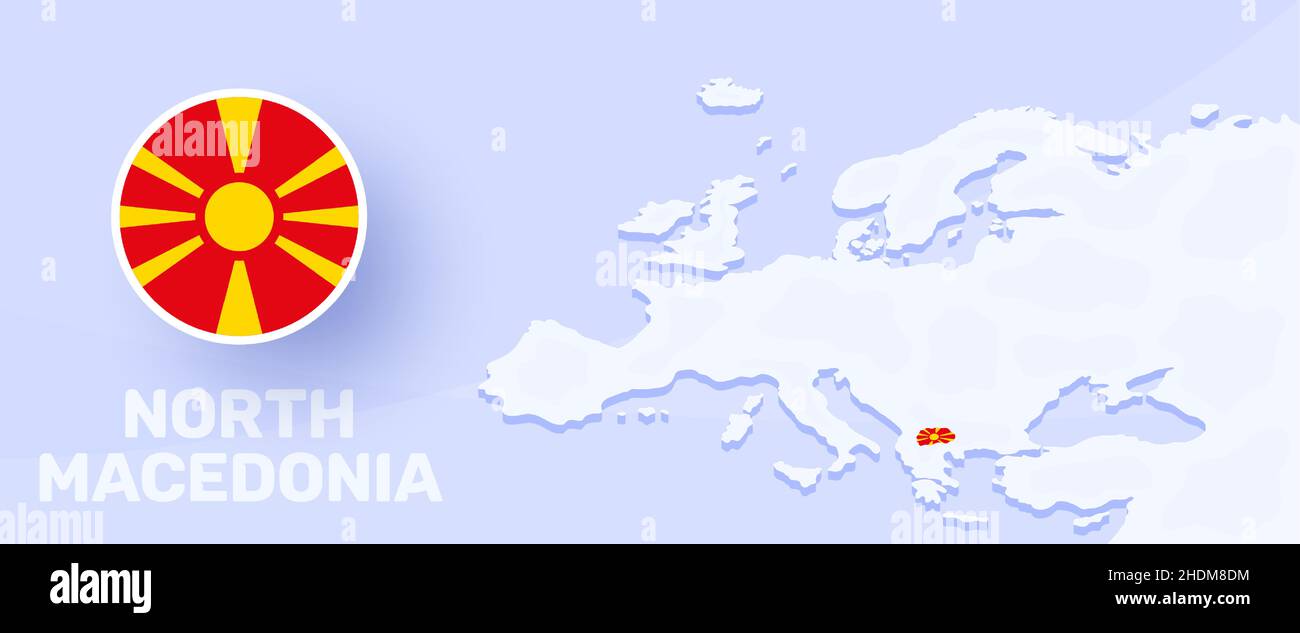 north macedonia map flag banner. Vector illustration with a map of ...