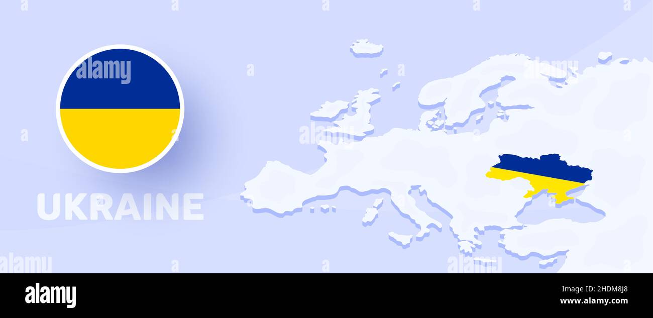 ukraine map flag banner. Vector illustration with a map of Europe and ...