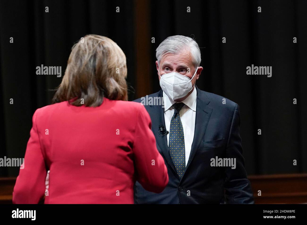 Historian Jon Meacham, right, talks with Speaker of the United States ...