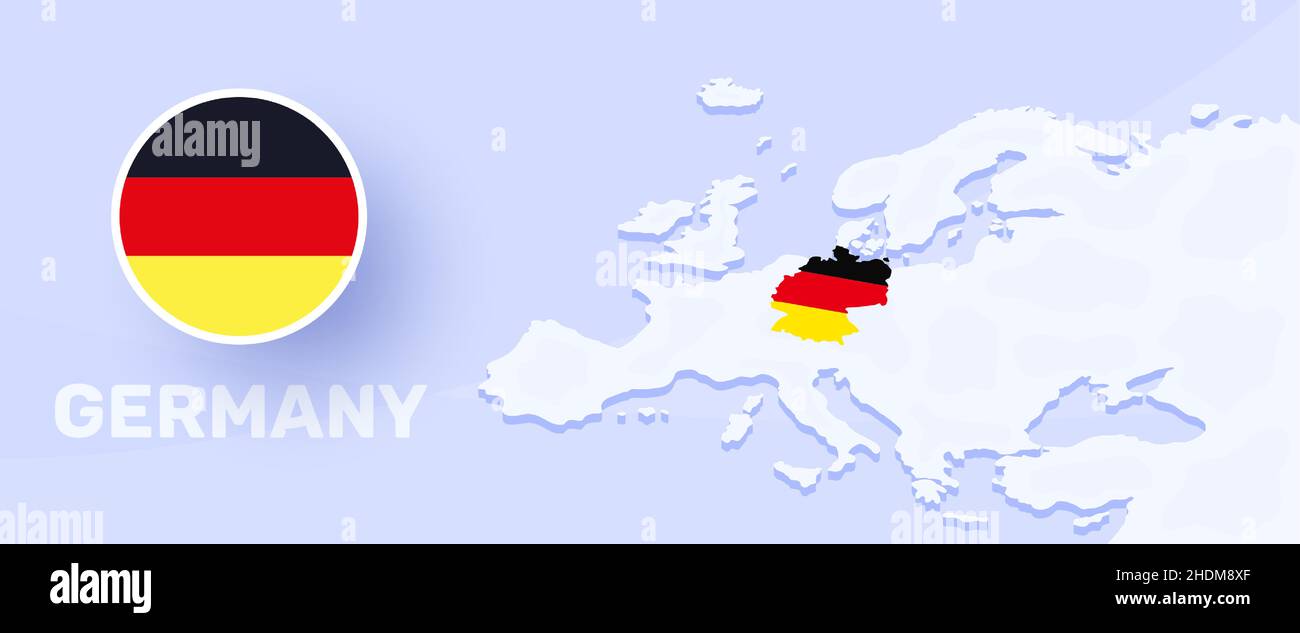 germany map flag banner. Vector illustration with a map of Europe and ...