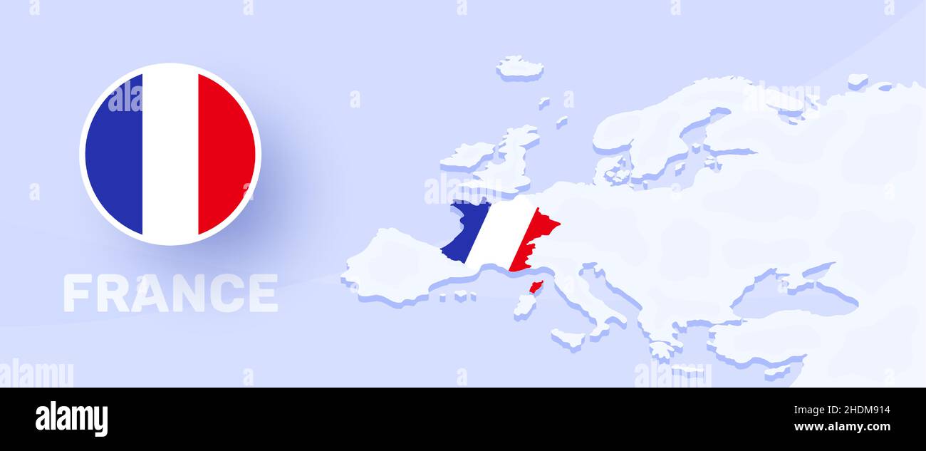 france map flag banner. Vector illustration with a map of Europe and ...