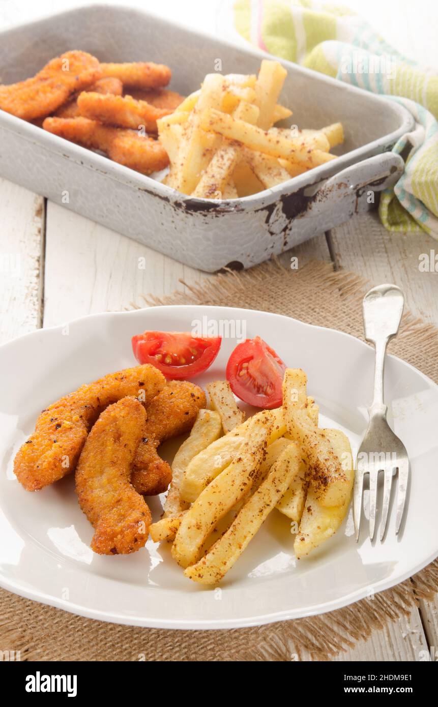 fast food, french fries, chicken nuggets, fastfood, pommes Stock Photo ...